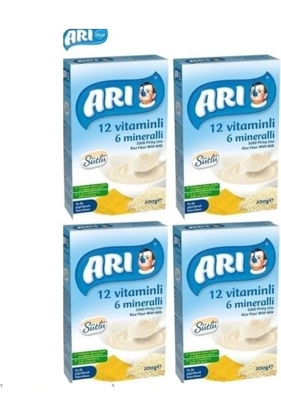 Arı Mama Arı mama 12 Vitaminli 6 Mineralli Sütlü Pirinçli 4 ADET*200GR Arı Mama Arı mama 12 Vitaminli 6 Mineralli Sütlü Pirinçli 4 ADET*200GR