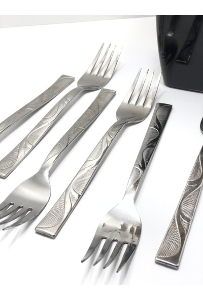 Erpa avm 6'lı çelik saten desenli yemek çatalı
