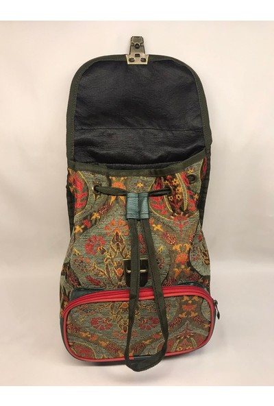 Eops Haki Kırmızı Laleli Özel Tasarım Sırt Çantası