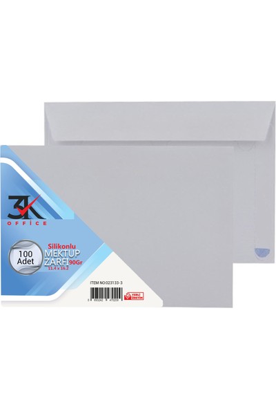 Office-3k Mektup Zarfı Silikonlu 100 Adet - 11.4 cm – 16.2 cm Office-3k Mektup Zarfı Silikonlu 100 Adet - 11.4 cm – 16.2 cm