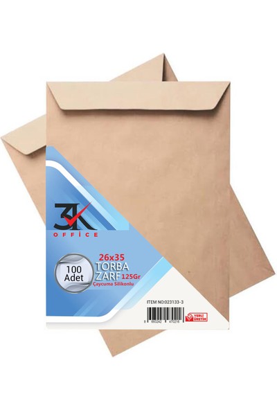 Office-3k Çaycuma Torba Zarf – 26 x 35 – Silikonlu – 100 Adet