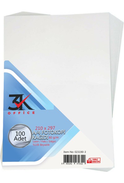 Office-3k A/4 Fotokopi Kağıdı 80 G/m – 100 Adet