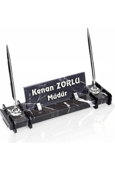 İsimlik Sepeti İsme Özel Prestij Mermer Aksesuarlı Masa İsimliği Gümüş İsimlik Sepeti İsme Özel Prestij Mermer Aksesuarlı Masa İsimliği Gümüş