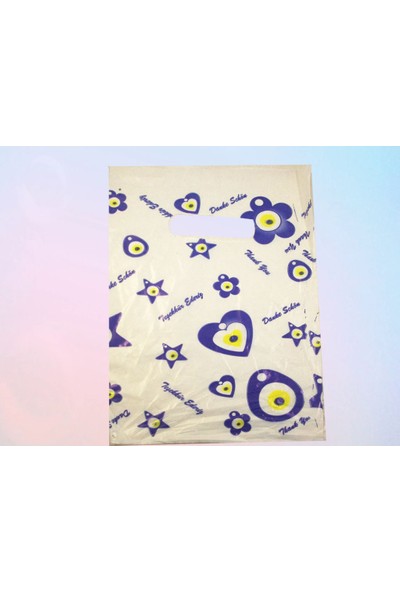 Kentpack Nazar Boncuk Baskılı Elgeçme Poşet 14*21 cm 100 Adet.