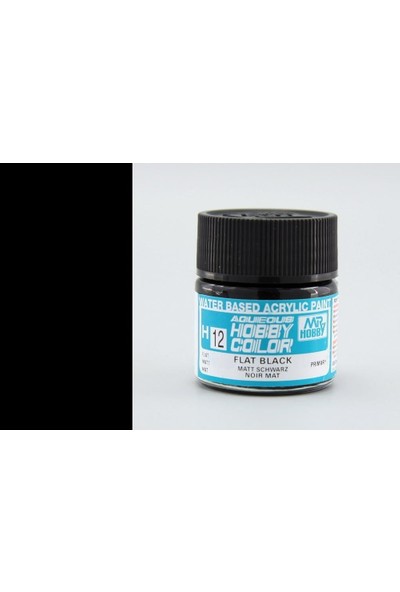 Mr Hobby Gunze H012 10 Ml. Flat Black, Aqueous Serisi Maket Boyası