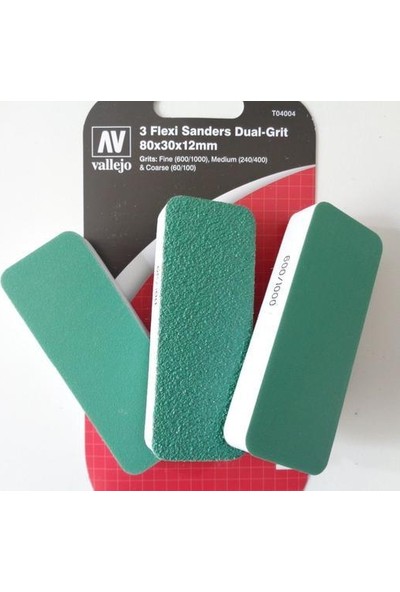 Vallejo T04004 Esnek 60,240,600 No Kalın Zımpara Çubuğu (80X30X12MM), 3 Adet