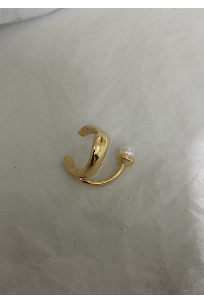 KİLİGİSTANBUL Gold Çift Görünüm Incili Kıkırdak Küpesi