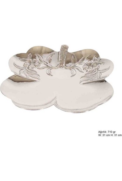 Papatya Motifli Gümüş Tabak