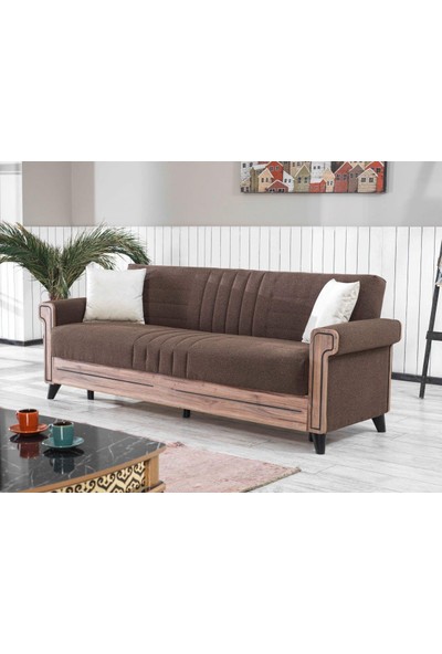İpek Mobilya Toledo 3'lü Kanepe ( Kahverengi )