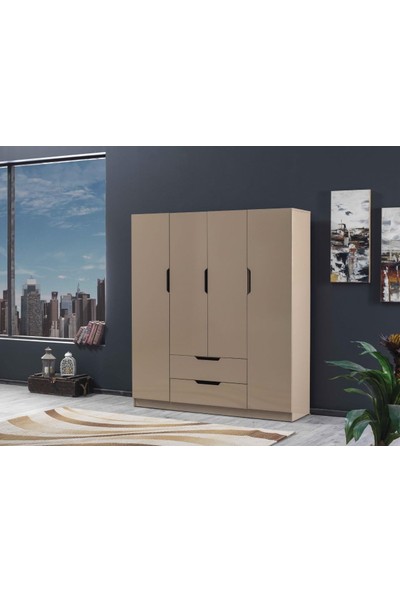 İpek Mobilya Fulya 4 Kapaklı 2 Çekmeceli Dolap Genişlik 120 cm ( Capucino ) İpek Mobilya Fulya 4 Kapaklı 2 Çekmeceli Dolap Genişlik 120 cm ( Capucino )