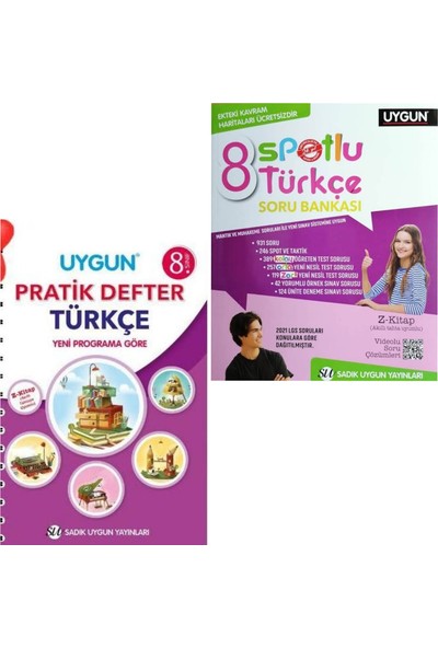 Sadık Uygun Yayınları 8. Sınıf Türkçe Spotlu Soru Bankası + 8. Sınıf Türkçe Pratik Defter Sadık Uygun Yayınları 8. Sınıf Türkçe Spotlu Soru Bankası + 8. Sınıf Türkçe Pratik Defter