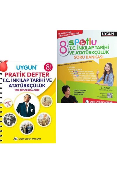Sadık Uygun Yayınları 8. Sınıf Inkılap Tarihi Spotlu Soru Bankası + Inkılap Tarihi 8. Sınıf Pratik Defter Sadık Uygun Yayınları 8. Sınıf Inkılap Tarihi Spotlu Soru Bankası + Inkılap Tarihi 8. Sınıf Pratik Defter