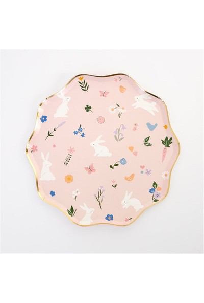 Meri Meri Tavşanlı Çiçekli Tabaklar (L) (8'li) Meri Meri Tavşanlı Çiçekli Tabaklar (L) (8'li)