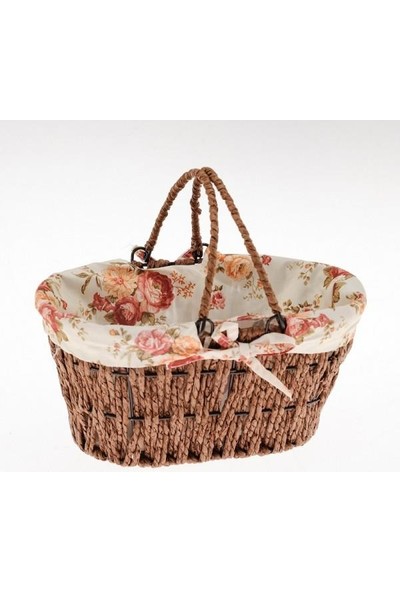 Ün-Ev 7031 Kahverengi Oval Kulplu Hasır Ekmek Sepeti