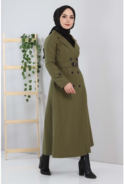 Düğmeli Trençkot Haki
