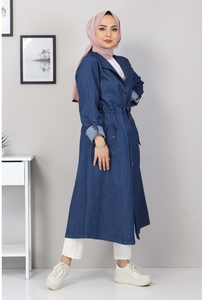 Beli Bağcıklı Kot Kap Koyu Kot