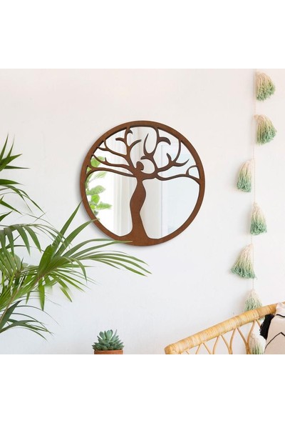 Ahşap - Aynalı Pleksi Doğa Ana Duvar Dekoru