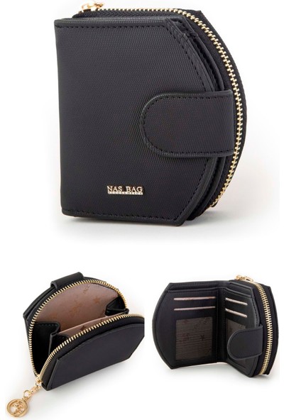 Cüzdan 2+2 Kredi Kart Bölme Fermuarlı Dokulu Mat Siyah TRCÜZDAN008