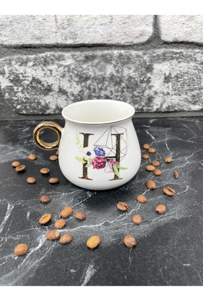 Acar H Harfi Lüks Beyaz Porselen Yaldızlı Gold Harfli Kupa Harfli Bardak 220ML Acar H Harfi Lüks Beyaz Porselen Yaldızlı Gold Harfli Kupa Harfli Bardak 220ML