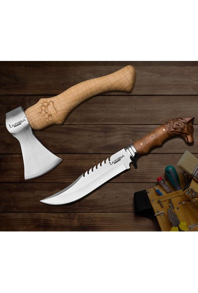 Outdoor Balta Kamp Nacak Budama Baltası (26 Cm) Çakı Kamp Bıçağı (33.5 Cm) Dövme Çelik (2'li Set) Outdoor Balta Kamp Nacak Budama Baltası (26 Cm) Çakı Kamp Bıçağı (33.5 Cm) Dövme Çelik (2'li Set)