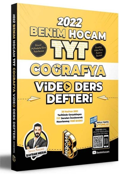 Benim Hocam Yayınları TYT 2022 Coğrafya Video Ders Defteri ve Tamamı Video Çözümlü Soru Bankası Benim Hocam Yayınları TYT 2022 Coğrafya Video Ders Defteri ve Tamamı Video Çözümlü Soru Bankası