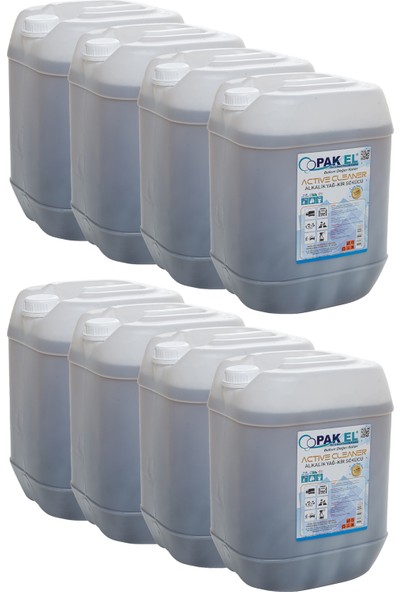 Pakel Active Cleaner Yağ Kir Sökücü Fırçasız Yıkama 25 Kg | 8'li Paket Pakel Active Cleaner Yağ Kir Sökücü Fırçasız Yıkama 25 Kg | 8'li Paket