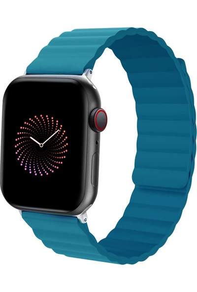 Case 4U Apple Watch Seri 7/6/SE/5/4 Deri Loop Kayış 45mm 44mm 42mm Turkuaz KRD-34 Case 4U Apple Watch Seri 7/6/SE/5/4 Deri Loop Kayış 45mm 44mm 42mm Turkuaz KRD-34