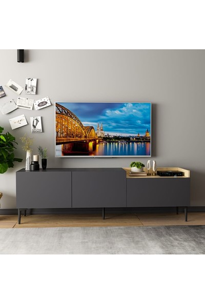 BMdekor TV Sehpası Muya Antrasit Safir Meşe