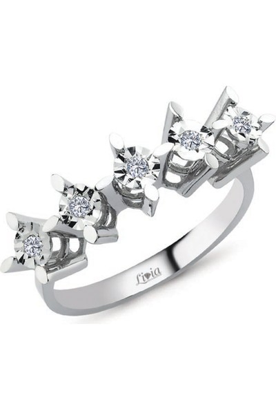 Livia Pırlanta 0,30 Karat Efektli Pırlanta Beştaş Yüzük