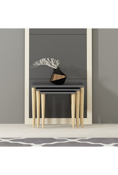 Cantek 3'lü Yan Sehpa,zigon Sehpa Trail Antrasit-Antrasit