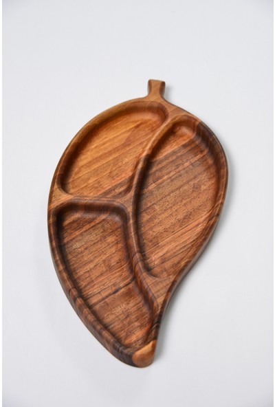 Emerald home ceviz ahşap yaprak çerezlik & sunumluk