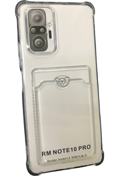 Charm Xiaomi Redmi Note 10 Pro Şeffaf Kartlıklı Kılıf