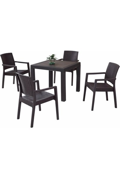 Holiday Rattan Plastik Oturma Grubu - 90 x 90 cm Camlı Masa Seti 4 Sandalyeli Holiday Rattan Plastik Oturma Grubu - 90 x 90 cm Camlı Masa Seti 4 Sandalyeli
