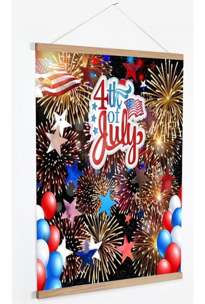 Fireworks , Retro, Kanvas Poster / Tablo - Afiş ( Ahşap Askılı )