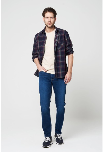 Orta Mavi Slim Tapered Fermuarlı Jean Pantolon E 4406-008 Orta Mavi Slim Tapered Fermuarlı Jean Pantolon E 4406-008