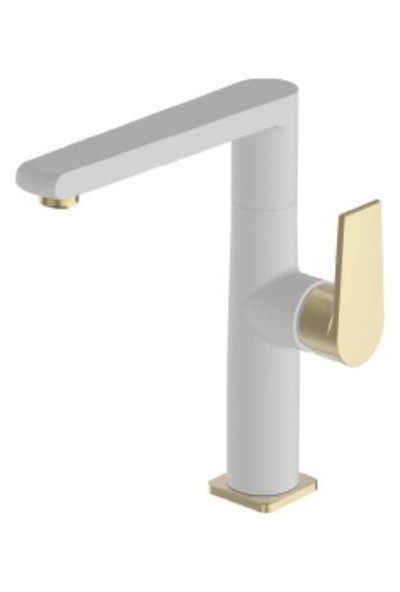 Bien Pruva Yüksek Tip Lavabo & Eviye Bataryası Beyaz-Altın Renk