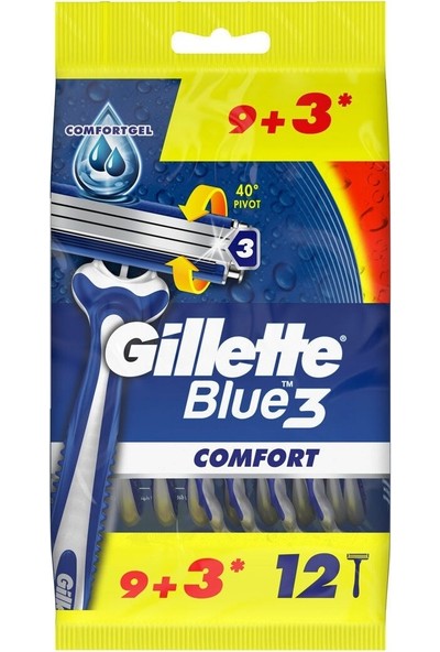 Gillette Blue 3 Comfort Kullan At Tıraş Bıçağı 9+3 12'li 2 Adet Gillette Blue 3 Comfort Kullan At Tıraş Bıçağı 9+3 12'li 2 Adet