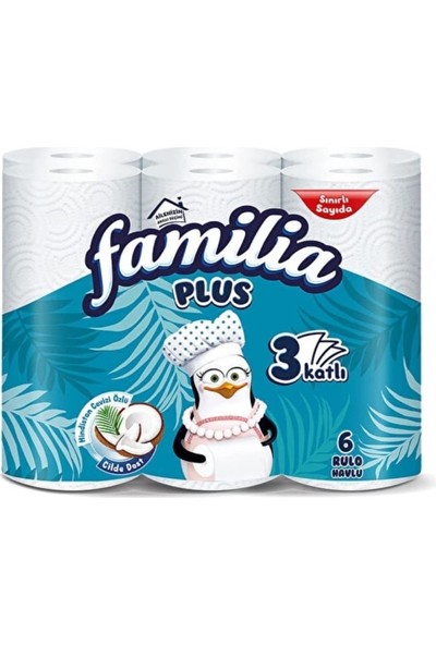 Familia Plus Coconut Özlü Kağıt Havlu 3 Katlı 6'lı