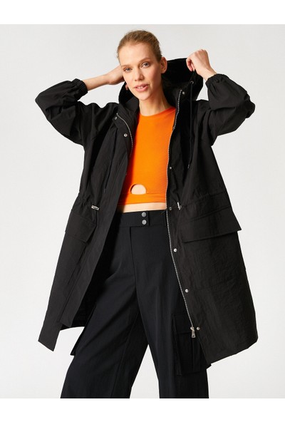Koton Kadın Kapüşonlu Cepli Trençkot Koton Kadın Kapüşonlu Cepli Trençkot