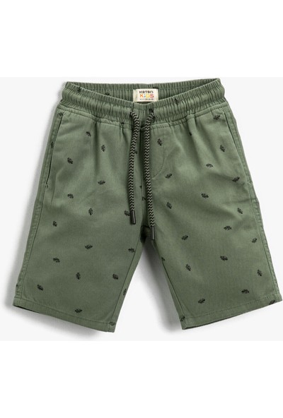 Koton Erkek Çocuk Baskılı Dokuma Şort Pamuklu Beli Bağcıklı