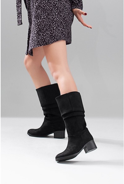 Adim Adim Kadın Kısa Topuklu Siyah Süet Çizme • A222KVTR0010 Adim Adim Kadın Kısa Topuklu Siyah Süet Çizme • A222KVTR0010