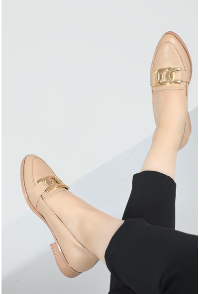 Alçak Topuklu Tokalı Rahat Nut Kadın Ayakkabı B-234