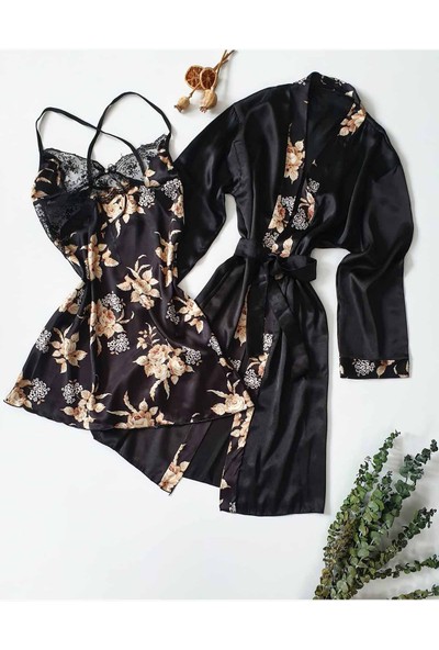 Çeyize Dair Herşey Büyük Beden Sabahlıklı Saten Gecelik Takım 6020 Çeyize Dair Herşey Büyük Beden Sabahlıklı Saten Gecelik Takım 6020