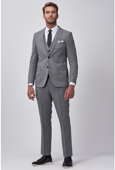 Altınyıldız Classics Slim Fit Desenli Yelekli Nano Takım Elbise