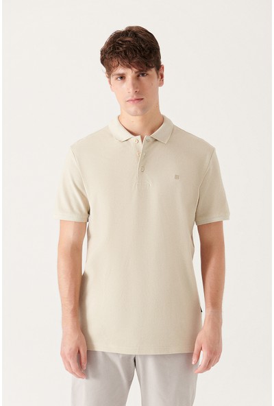 Avva Erkek Taş Polo Yaka Düz T-Shirt E001004 Avva Erkek Taş Polo Yaka Düz T-Shirt E001004