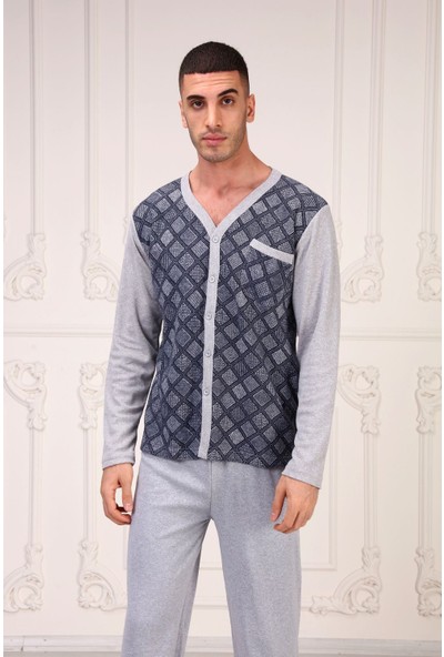 Düğmeli Desenli Pijama Takım