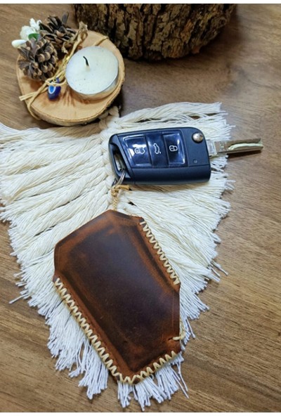 Fh Ticaret Hakiki Deri El Yapımı Vw Grubu Anahtar Kılıfı (Taba)