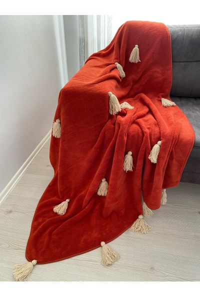 Softline Retro Kiremit Püsküllü Koltuk Ve Tv Şalı