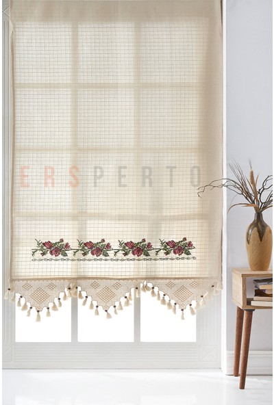 Ersperto Buldan Işi Kanaviçeli Naturel Organik Perde 100X190 cm Ersperto Buldan Işi Kanaviçeli Naturel Organik Perde 100X190 cm