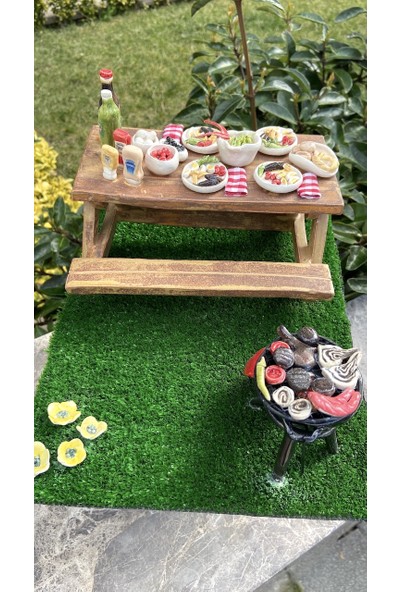 Minyatür Seramik Piknik Masası - Mangal
